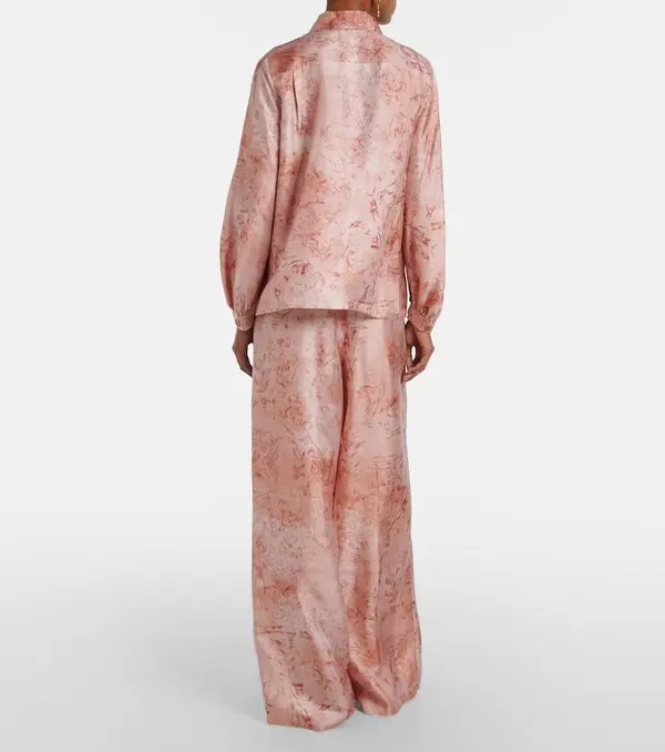 Max Mara Zirlo Printed Silk Twill Wide-leg Pants - Pink