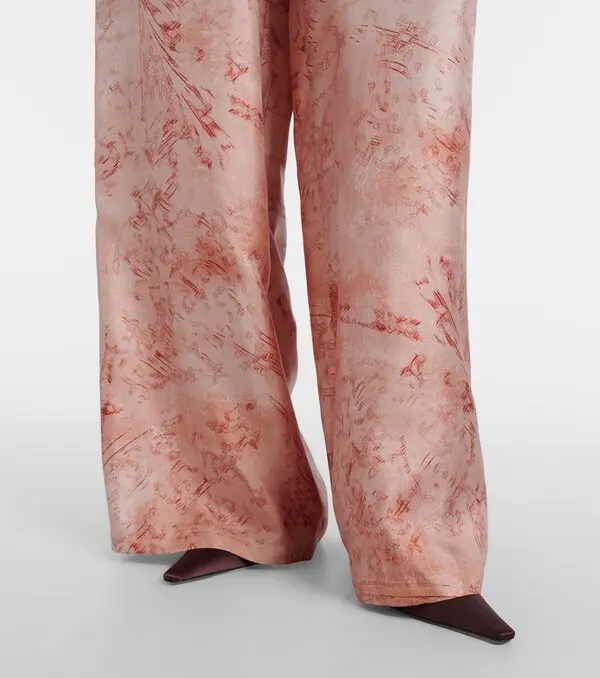 Max Mara Zirlo Printed Silk Twill Wide-leg Pants - Pink