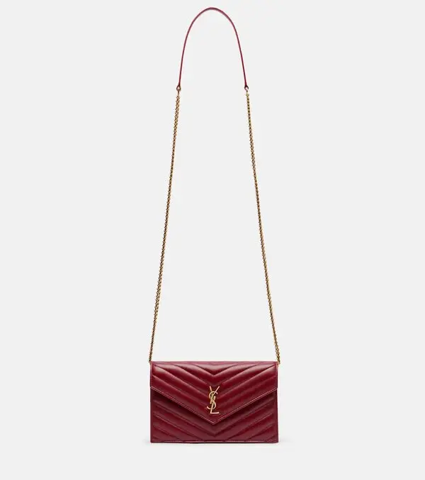 Saint Laurent Cassandre Leather Wallet On Chain - Red
