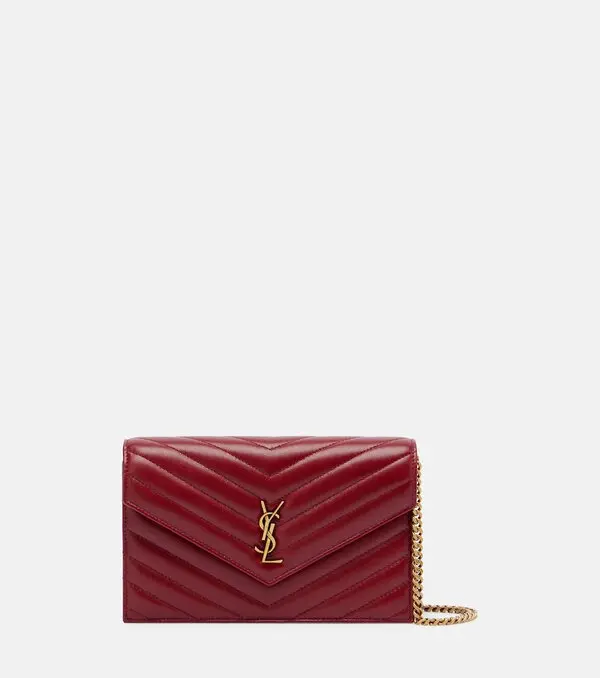 Saint Laurent Cassandre Leather Wallet On Chain - Red