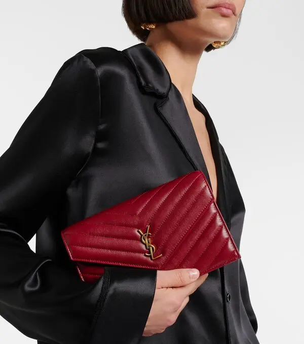 Saint Laurent Cassandre Leather Wallet On Chain - Red