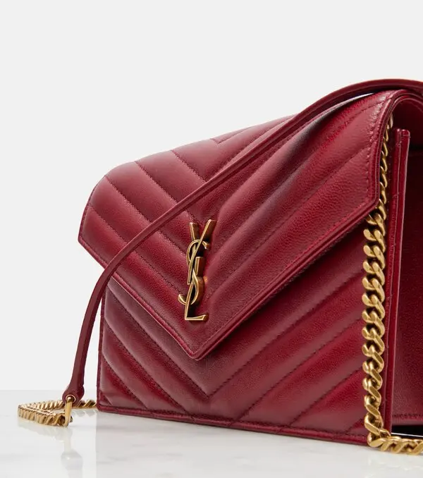 Saint Laurent Cassandre Leather Wallet On Chain - Red