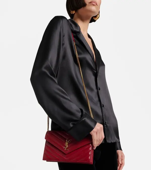 Saint Laurent Cassandre Leather Wallet On Chain - Red