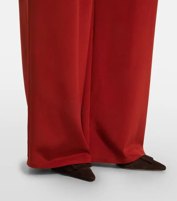 Max Mara Palude Silk-blend Crêpe Wide-leg Pants - Orange