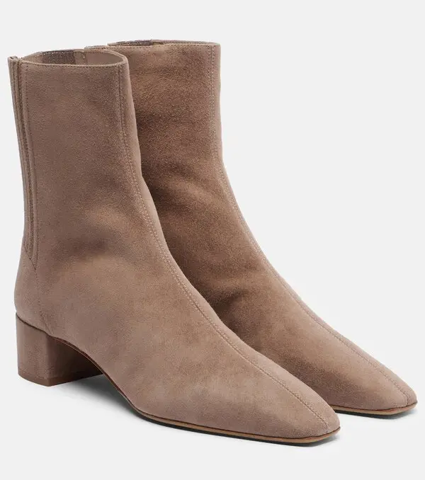 AQUAZZURA Saint Honoré Suede Ankle Boots - Beige