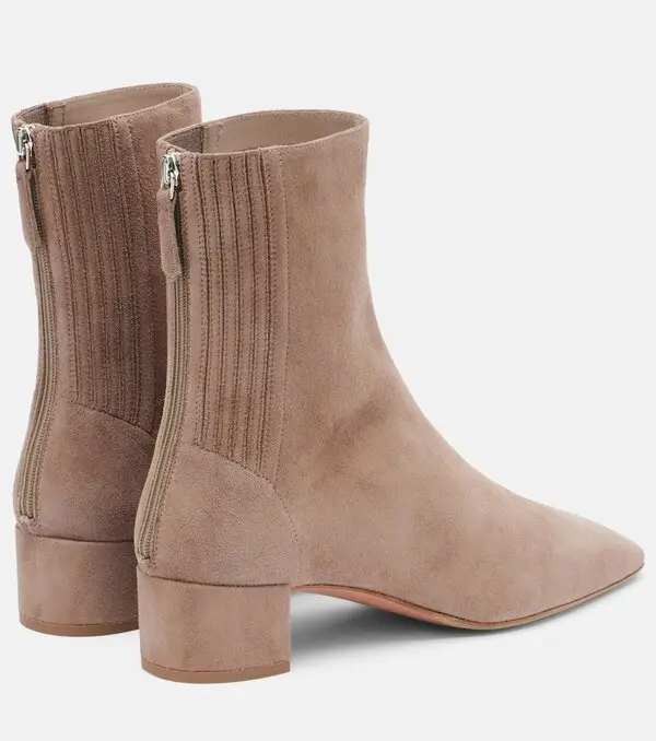 AQUAZZURA Saint Honoré Suede Ankle Boots - Beige