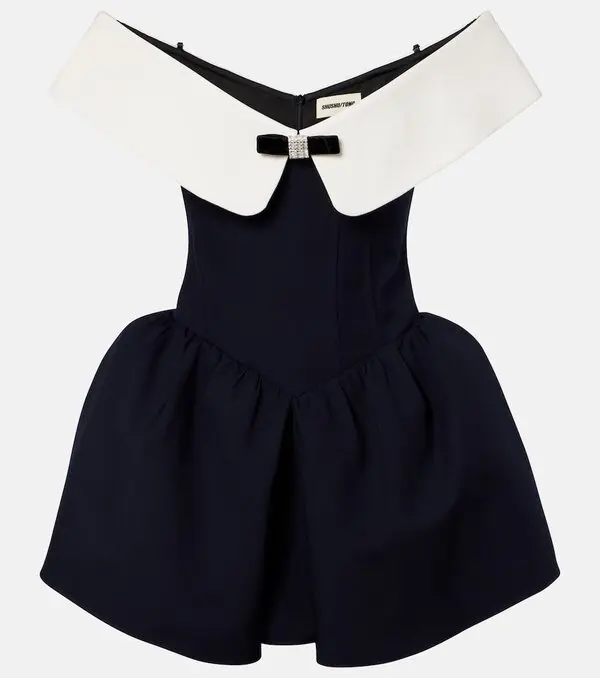 SHUSHU/TONG Off-shoulder Wool And Silk Minidress - Blue
