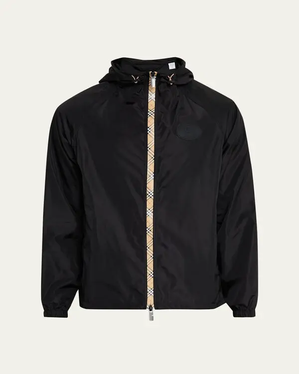 Burberry Check-tape Nylon Relaxed-fit Hooded Jacket