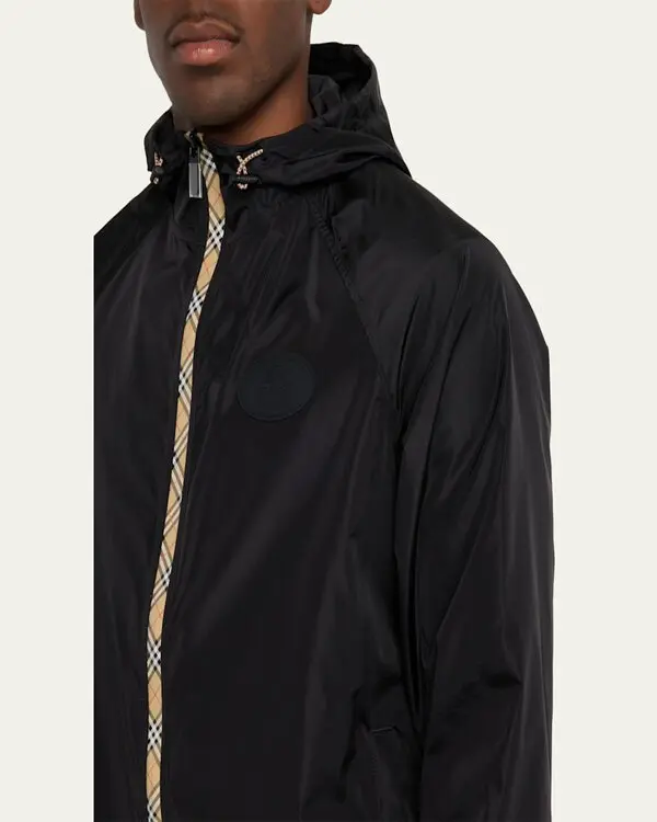 Burberry Check-tape Nylon Relaxed-fit Hooded Jacket