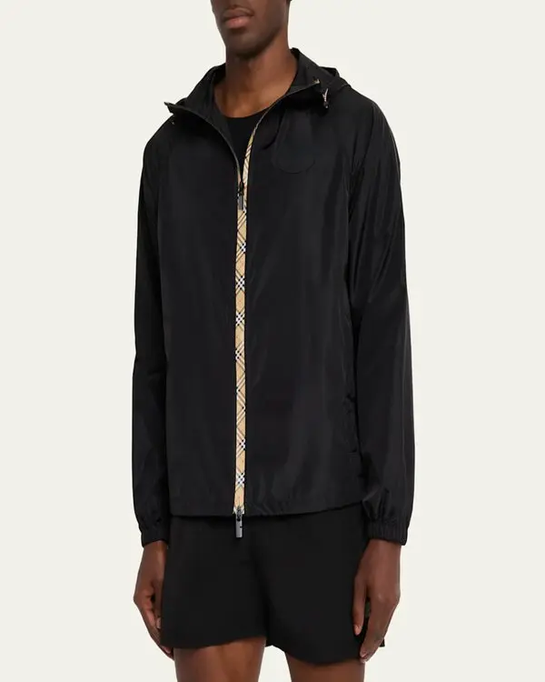 Burberry Check-tape Nylon Relaxed-fit Hooded Jacket