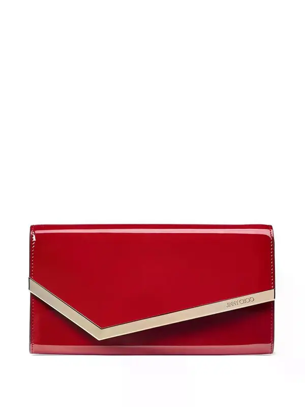 JIMMY CHOO Emmie Logo-debossed Clutch - Red