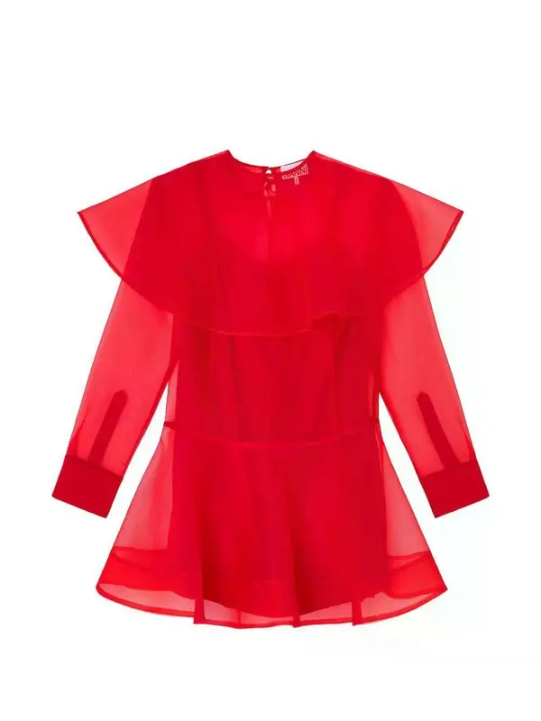 GANNI Organza Circle Collar Dress - Red