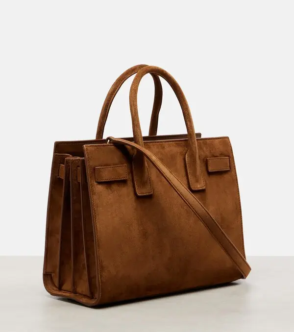 Saint Laurent Sac De Jour Mini Suede Top-handle Bag - Brown