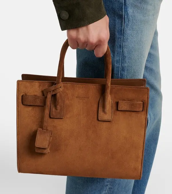 Saint Laurent Sac De Jour Mini Suede Top-handle Bag - Brown