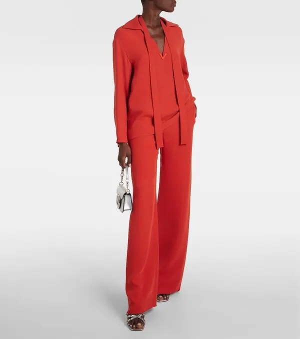 Valentino Garavani Cady Couture Wide-leg Pants - Orange