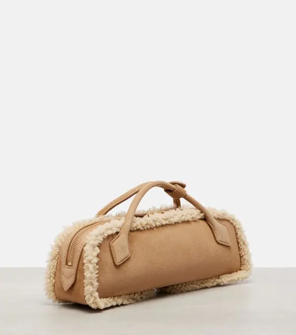 Alaïa Le Teckel Small Suede Clutch - Beige
