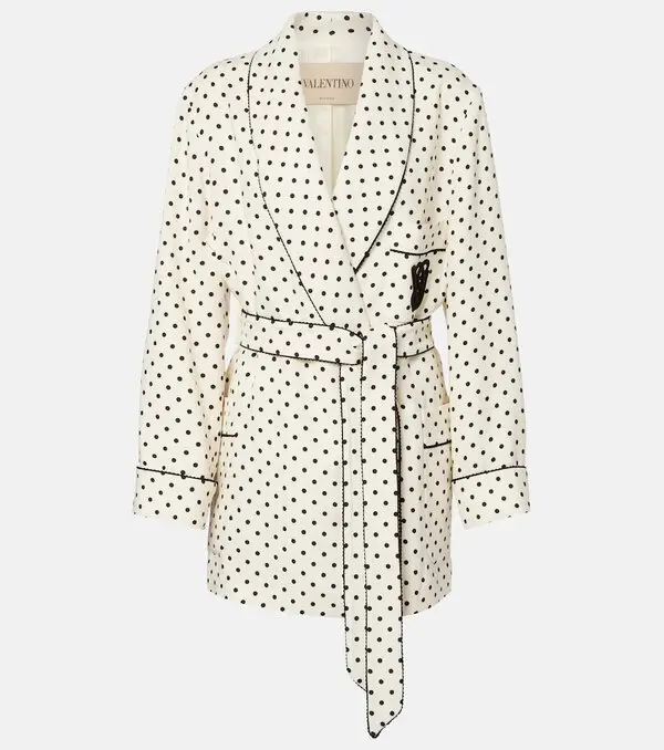 Valentino Garavani Plus De Pois Belted Jacket - White