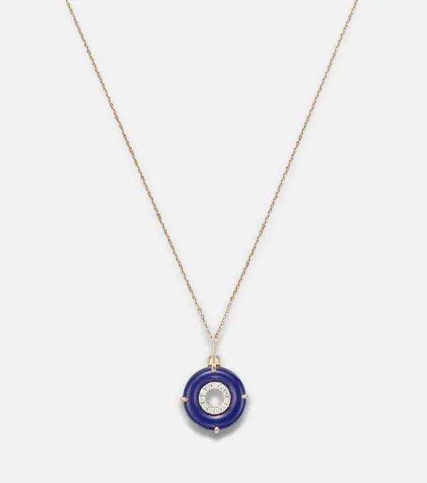 Mateo 14kt Yellow Gold Pendant Necklace With Lapis Lazuli And Diamonds - Blue