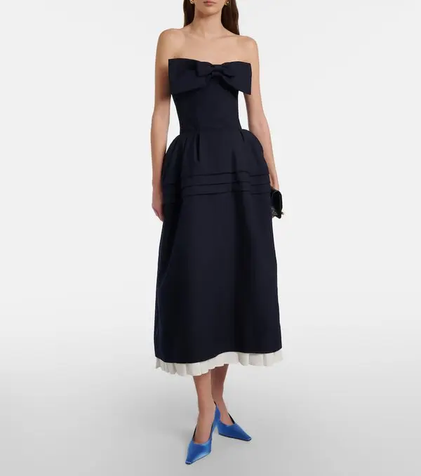 SHUSHU/TONG Bow-detail Wool And Silk Midi Dress