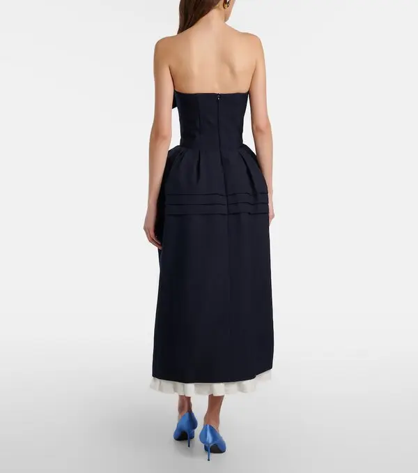 SHUSHU/TONG Bow-detail Wool And Silk Midi Dress
