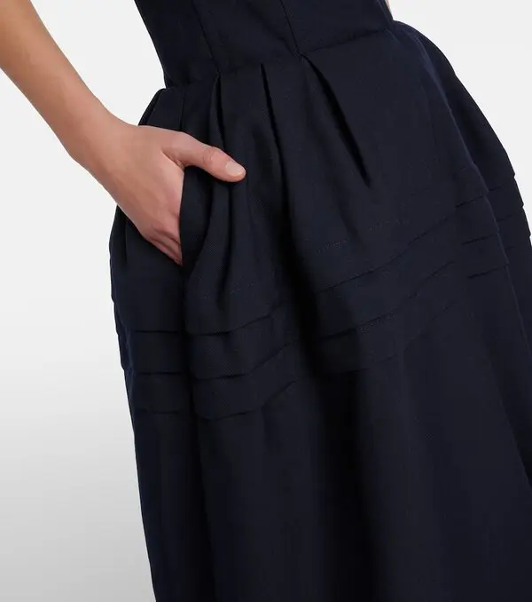 SHUSHU/TONG Bow-detail Wool And Silk Midi Dress