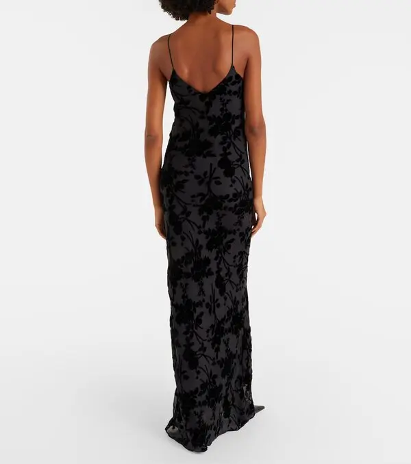 RODARTE Devoré Floral Velvet Gown - Black