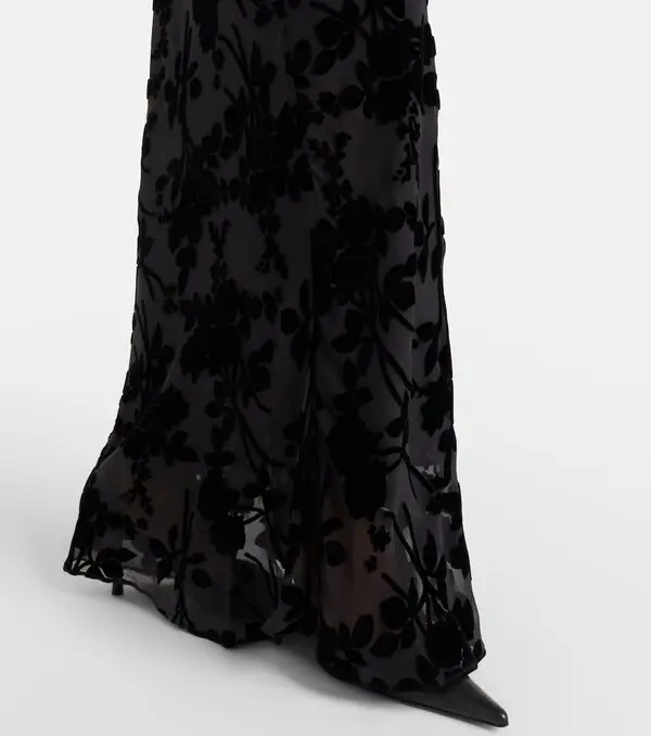 RODARTE Devoré Floral Velvet Gown - Black