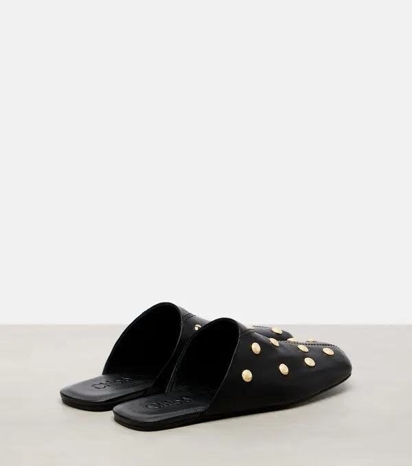 Chloé Rita Studded Leather Mules - Black