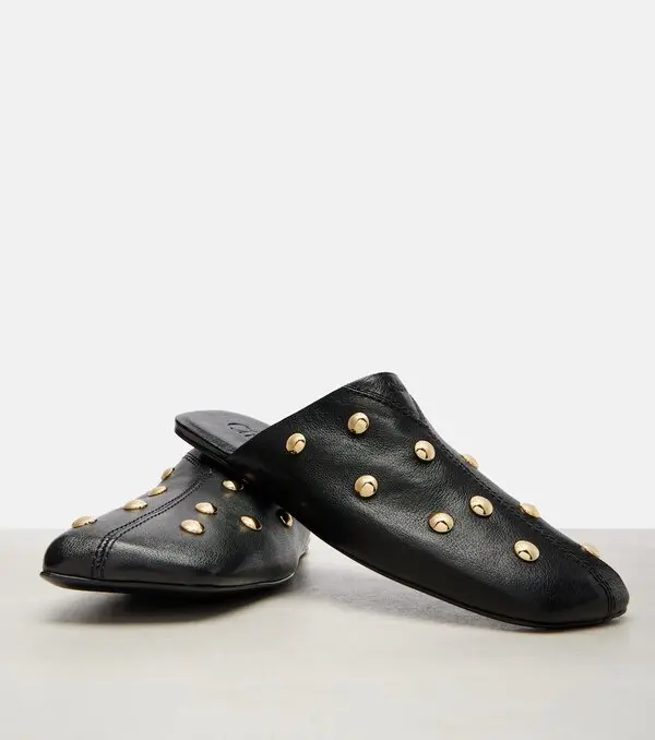 Chloé Rita Studded Leather Mules - Black