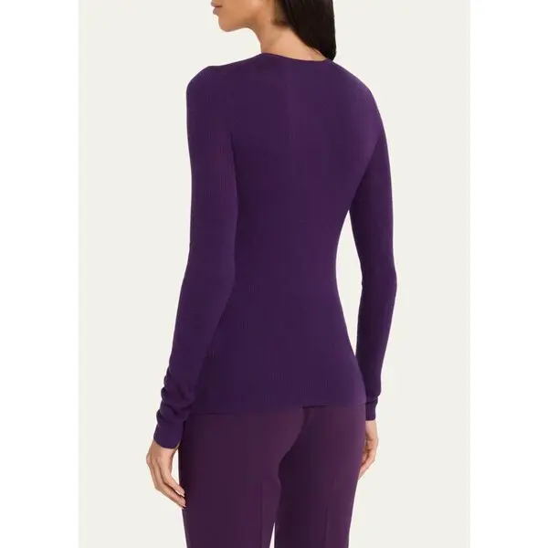Michael Kors Hutton Ribbed Cashmere Pullover - Amethyst