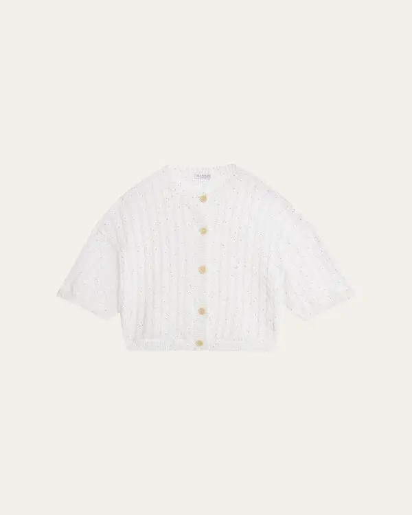 Brunello Cucinelli Linen-blend Cable-knit Cardigan - White