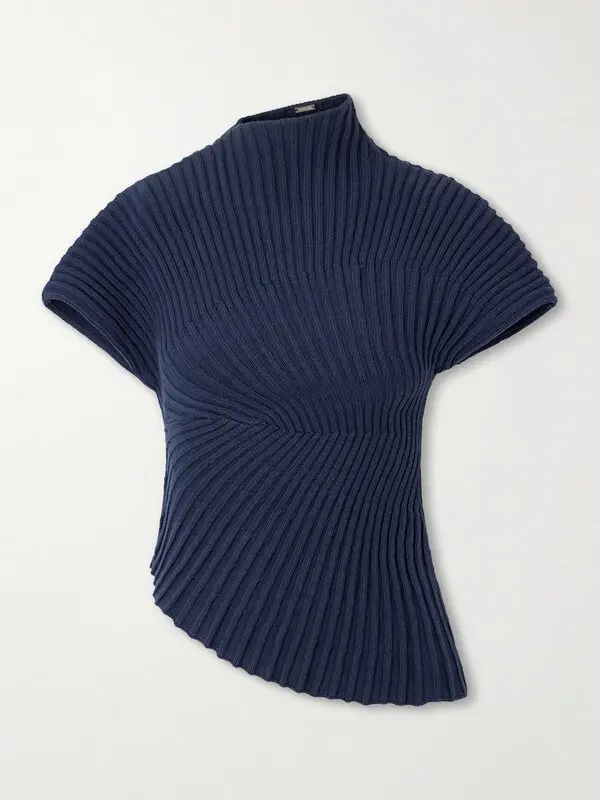 Cult Gaia Annemie Asymmetric Ribbed Cotton Top