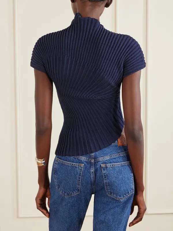Cult Gaia Annemie Asymmetric Ribbed Cotton Top