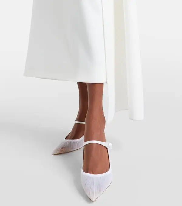 AQUAZZURA Voile 75 Satin-trimmed Tulle Mules - White