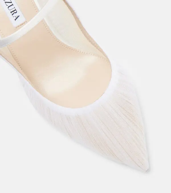 AQUAZZURA Voile 75 Satin-trimmed Tulle Mules - White