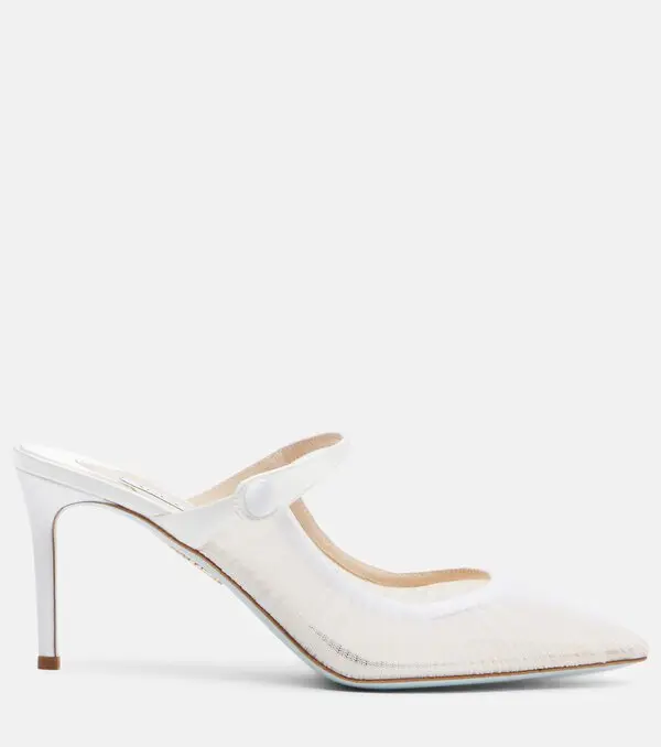 AQUAZZURA Voile 75 Satin-trimmed Tulle Mules - White