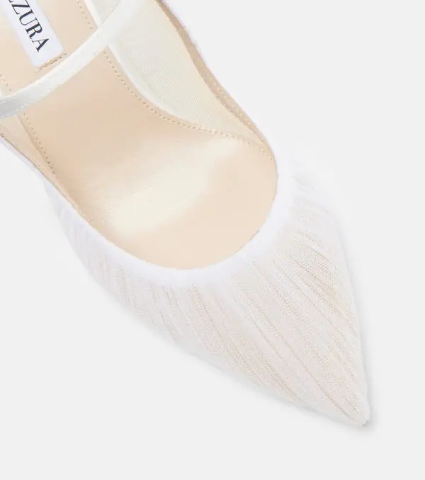 AQUAZZURA Voile 75 Satin-trimmed Tulle Mules - White