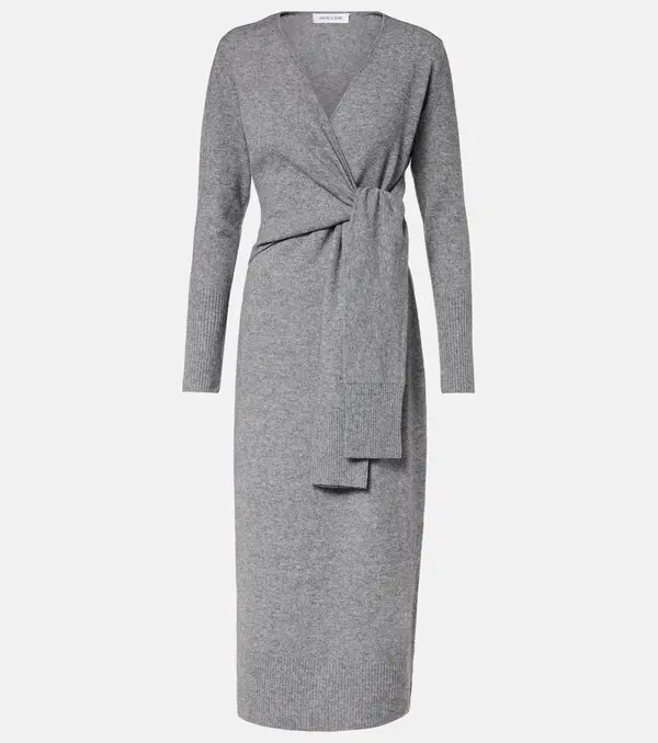 Veronica Beard Salomez Wool And Cashmere Wrap Midi Dress - Grey