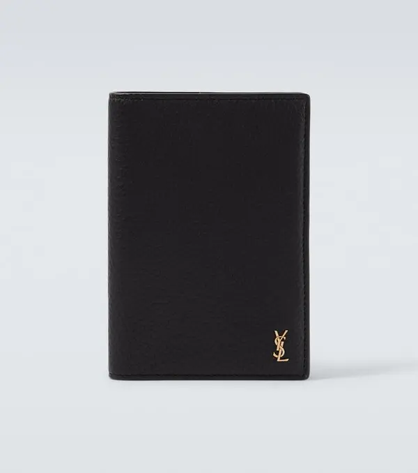 Saint Laurent Cassandre Leather Card Holder - Black
