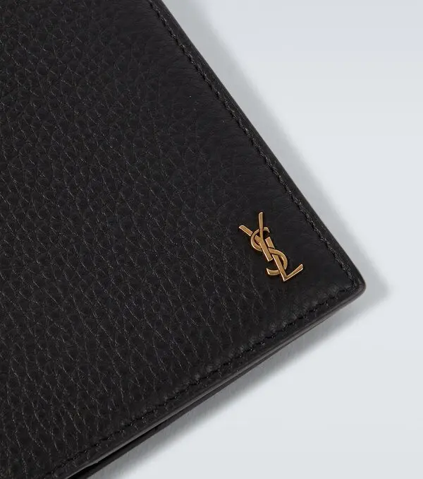 Saint Laurent Cassandre Leather Card Holder - Black