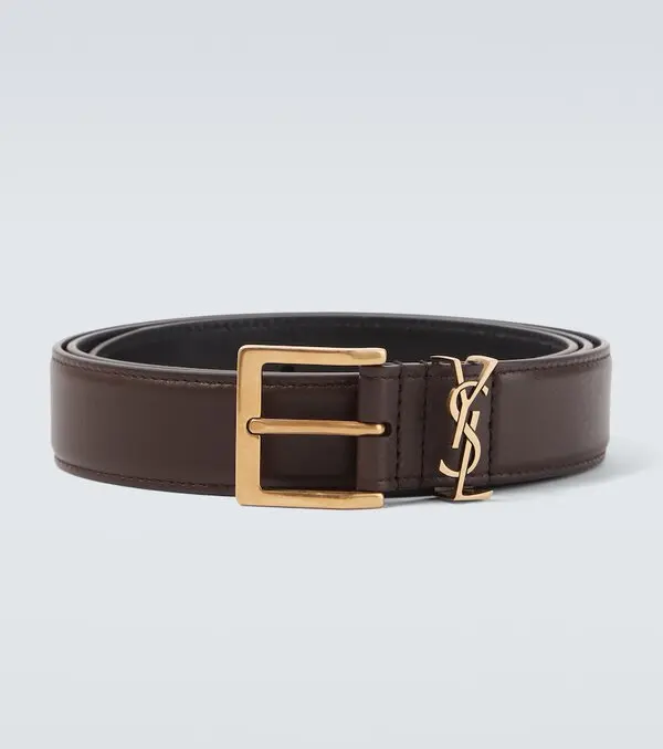 Saint Laurent Cassandre Vadim Leather Belt - Brown
