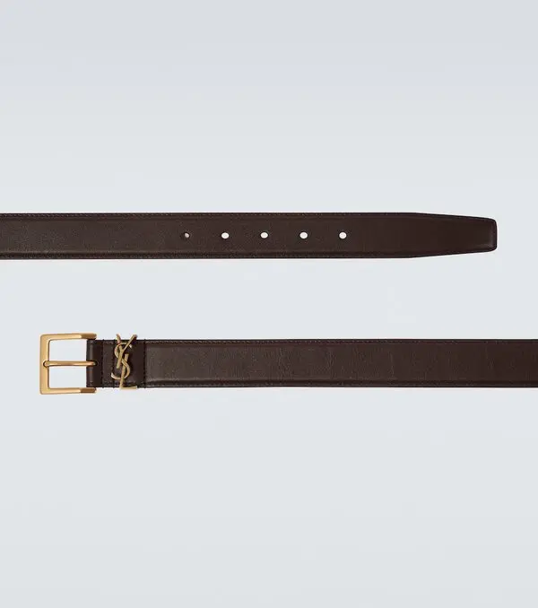Saint Laurent Cassandre Vadim Leather Belt - Brown