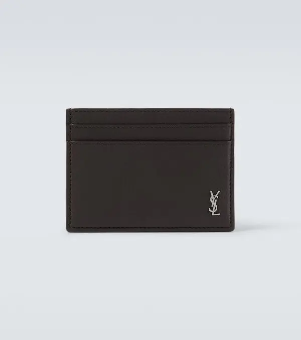 Saint Laurent Cassandre Leather Card Holder - Brown