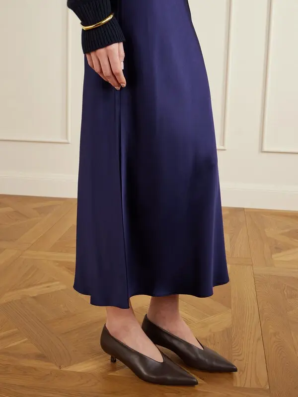 Another Tomorrow Satin Midi Skirt - Purple