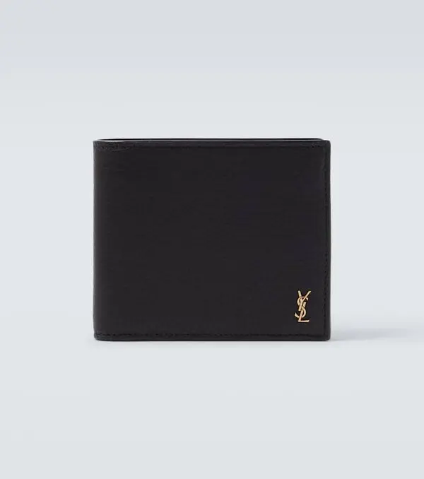 Saint Laurent Tiny Cassandre East/west Leather Wallet - Blue
