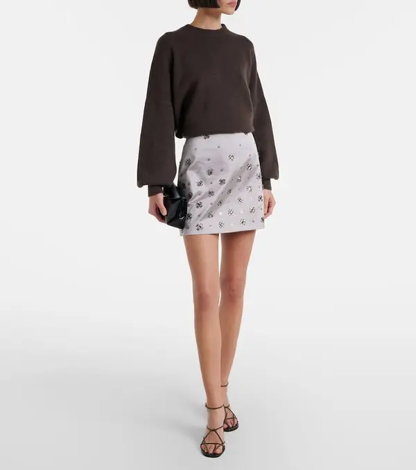 Veronica Beard Olenna Embellished Miniskirt - Grey