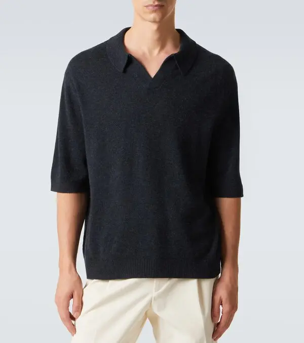Le Kasha Bale Cashmere Polo Sweater - Blue