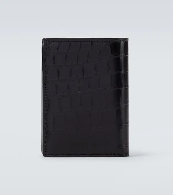 Saint Laurent Cassandre Leather Card Holder - Black