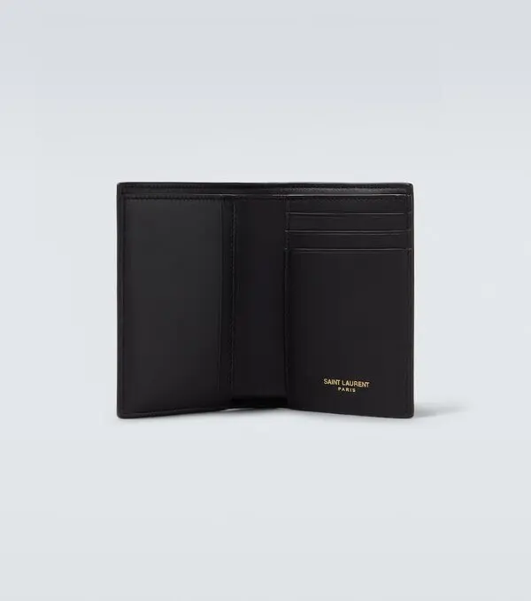 Saint Laurent Cassandre Leather Card Holder - Black