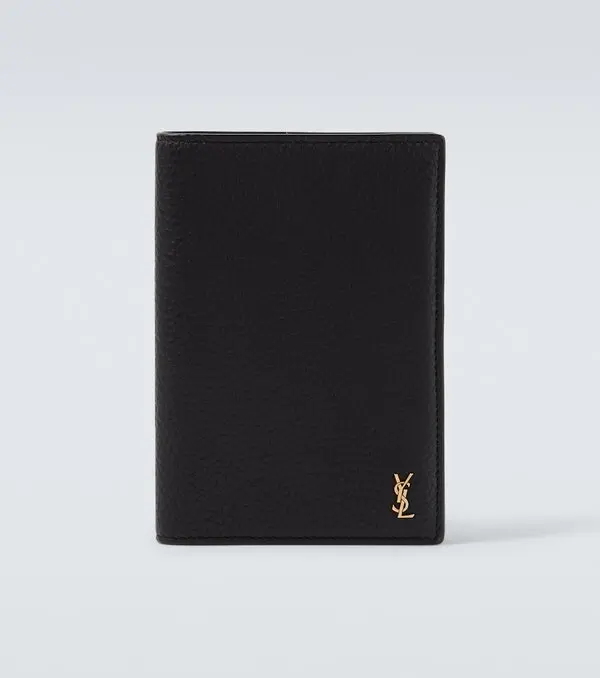 Saint Laurent Cassandre Leather Card Holder - Black